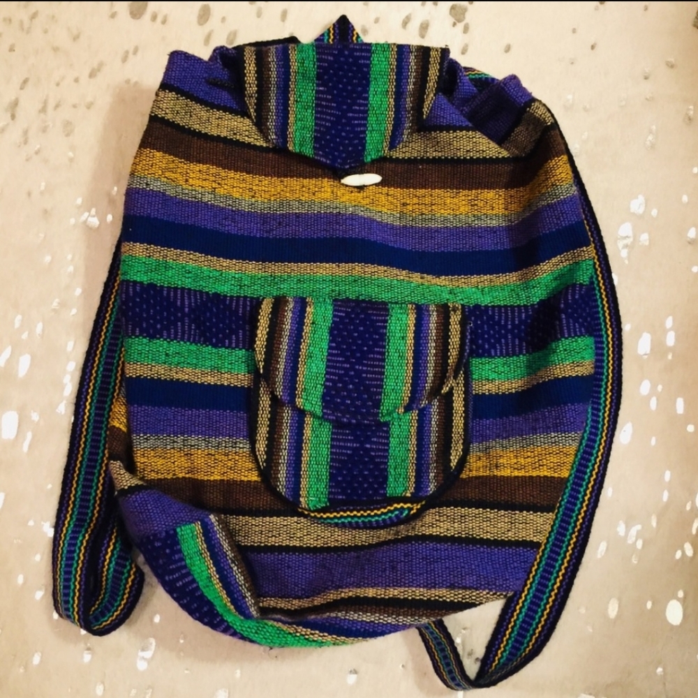Woven Baja Mexican Backpack - Gem